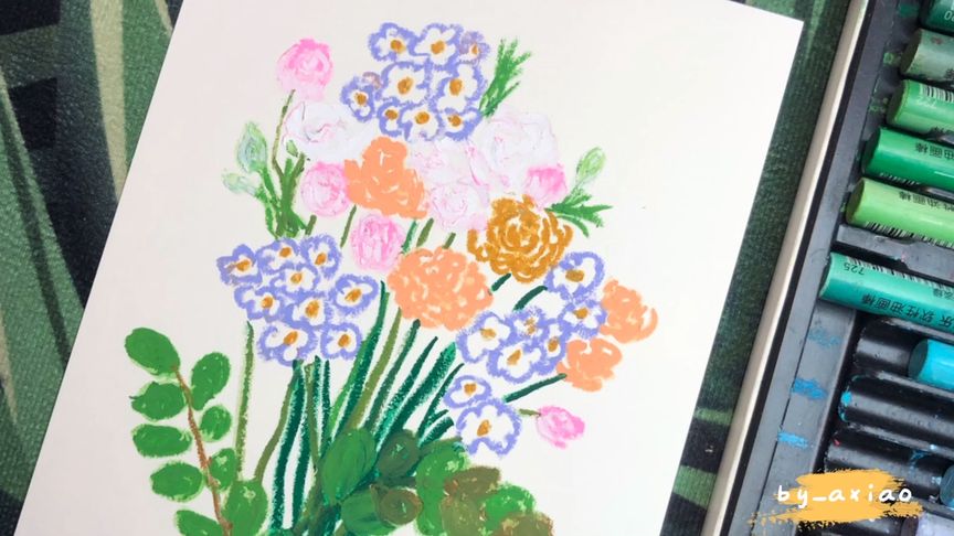 油画棒|用油画棒画ins风花束|跟我一起学画画吖～