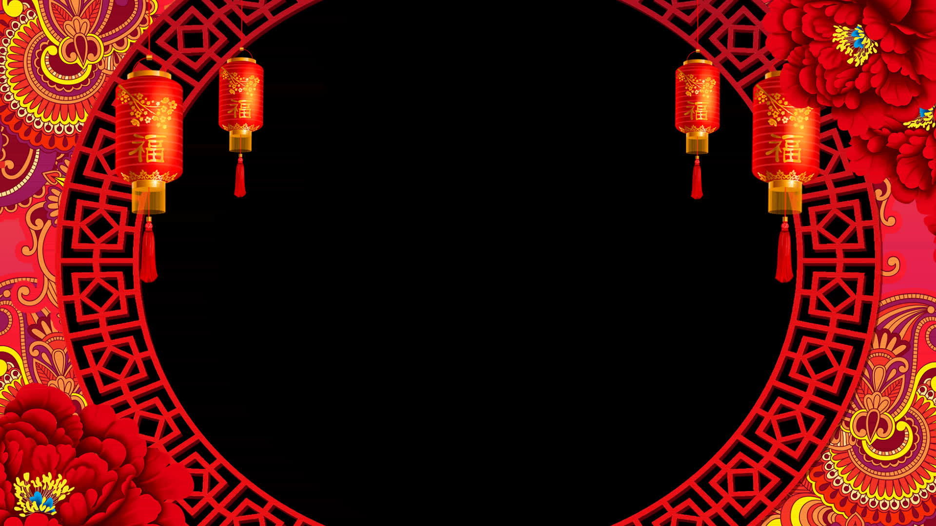 视频边框04-猪年拜年祝福边框透明度带通道
