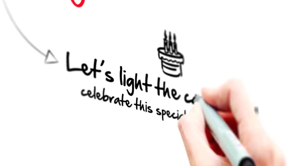 AE模板:生日快乐手写祝福语贺卡效果小宝宝满月周岁展示动画模板