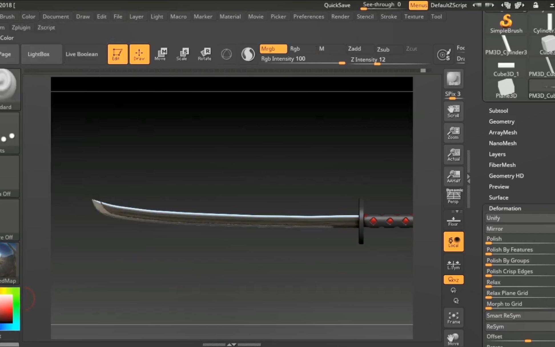 【3D建模】如何用ZBrush创建一把刀,ZBrush雕刻,建模教程