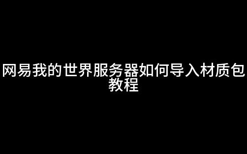 我的世界服务器导入材质包教程