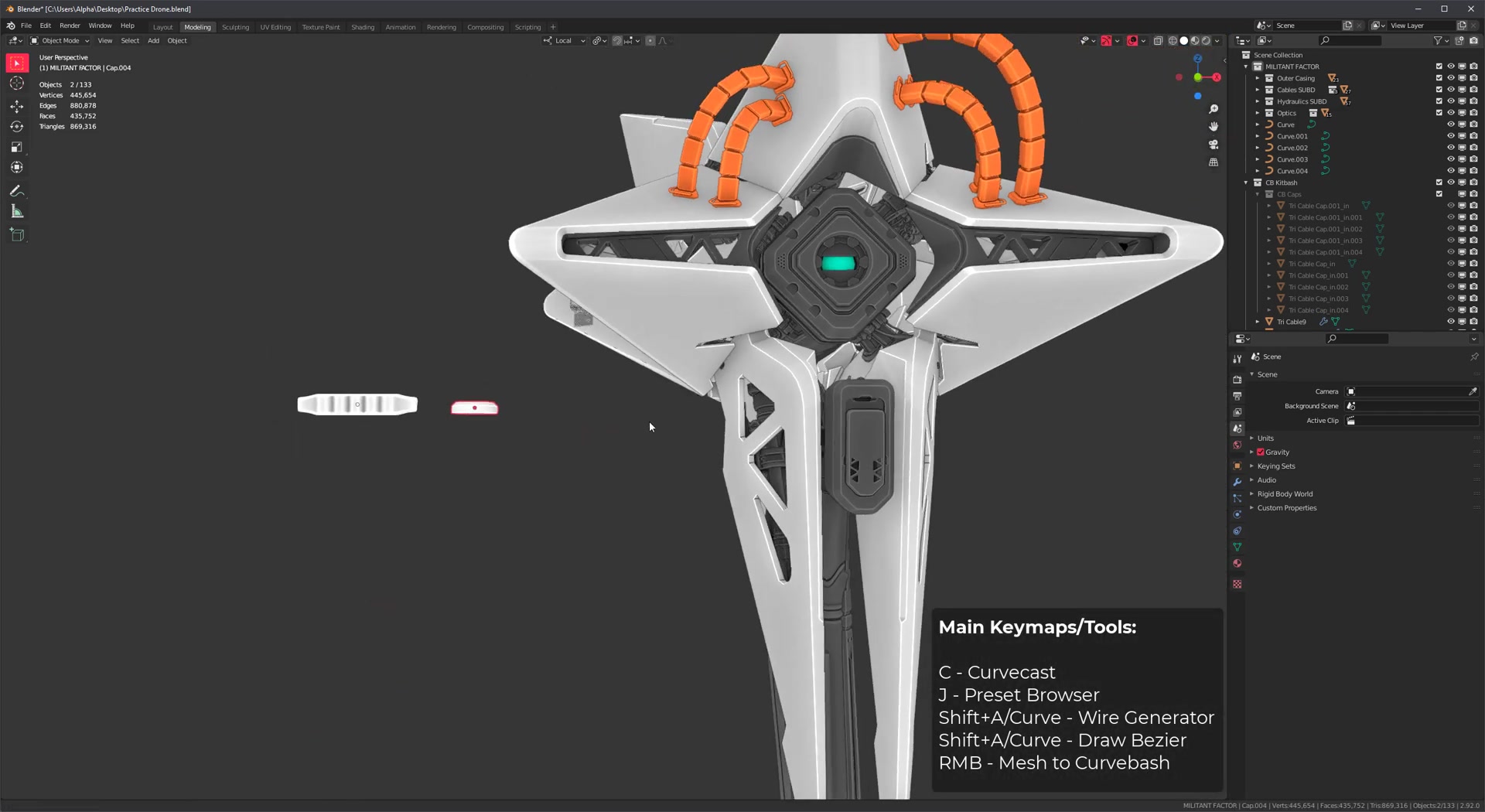 Blender中文版插件-三维贝塞尔曲线电缆链接Kitbash阵列生成器Curve ...