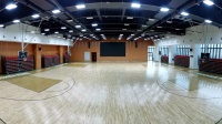 上海普陀体育馆运动木地板翻新保养防滑施工案例现场实拍