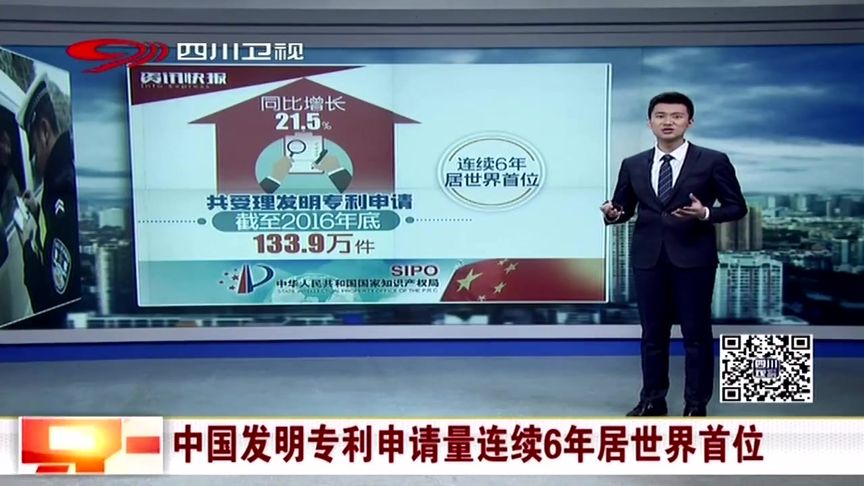 中国发明专利申请量连续6年居世界首位