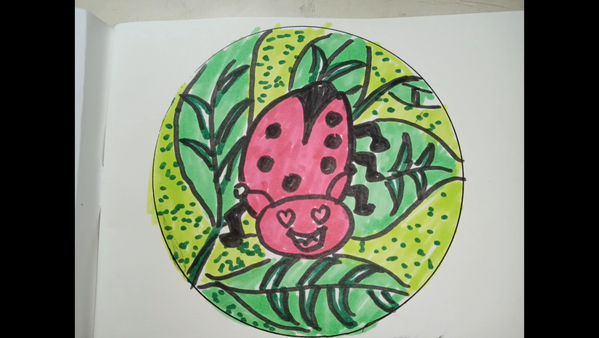 五年级美术课堂作业示范画(人教版):色彩的对比(红绿对比)