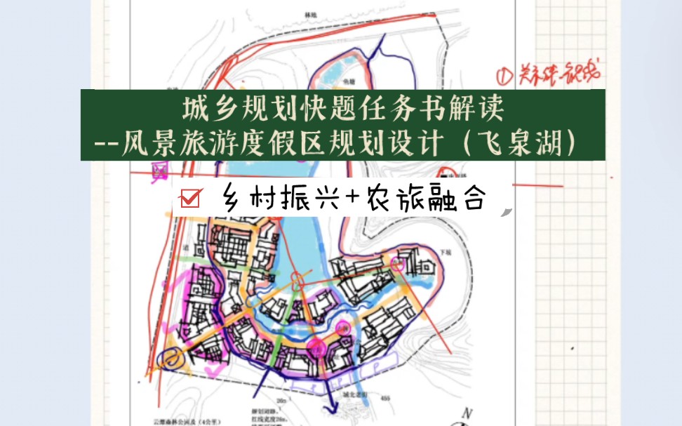 城乡规划快题任务书解读:风景旅游度假区规划设计(飞泉湖)。在乡村...