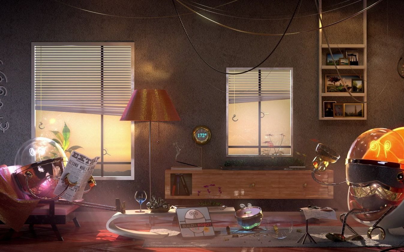 【资源下载】MAYA模型:机器人房间。主要使用工具:Maya,RenderMan