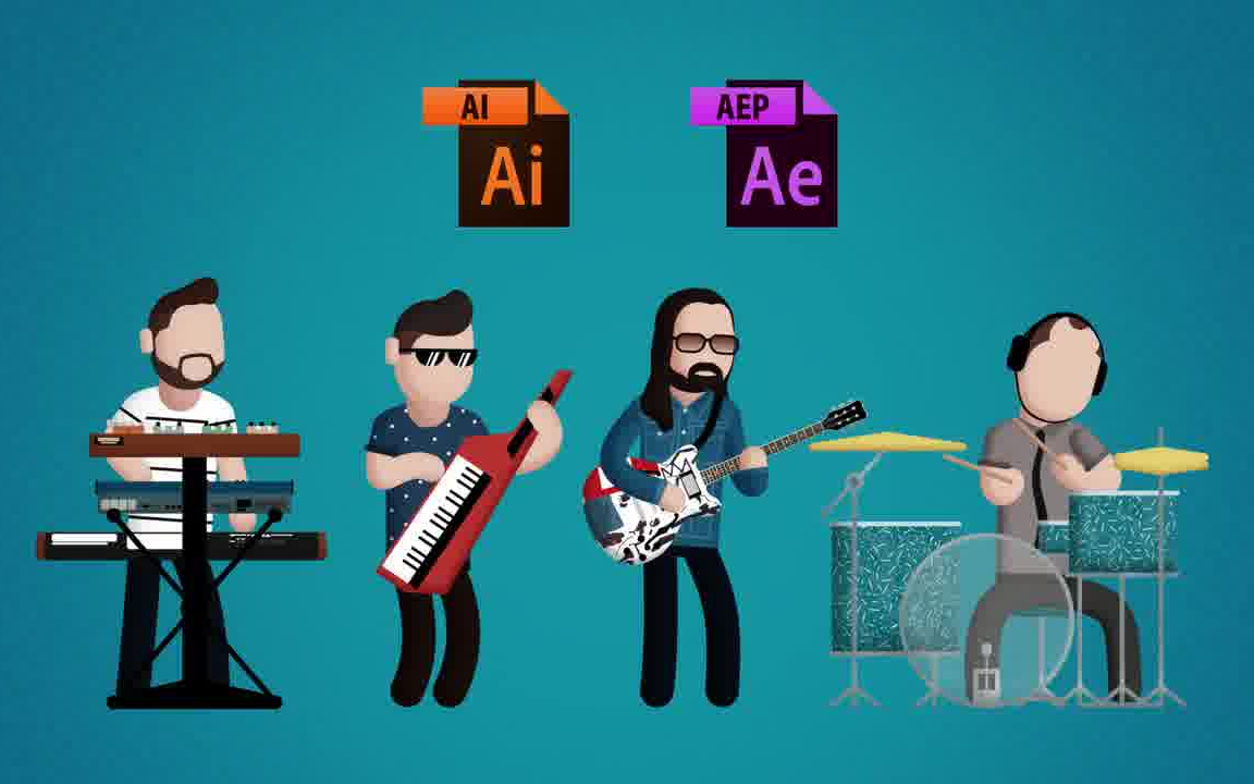 【AE技能分享】摇滚音乐卡通角色动画制作视频教程