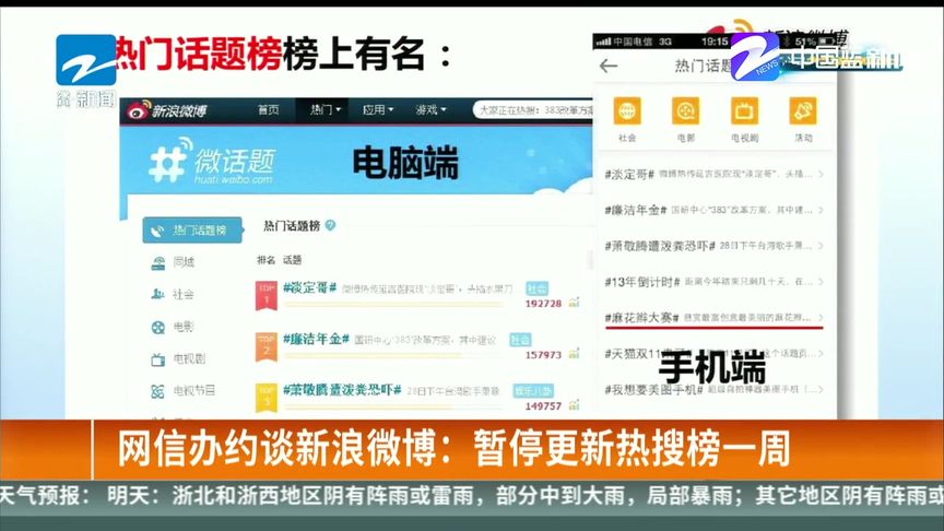 干扰秩序传播违法信息!网信办约谈新浪微博:暂停更新热搜榜一周