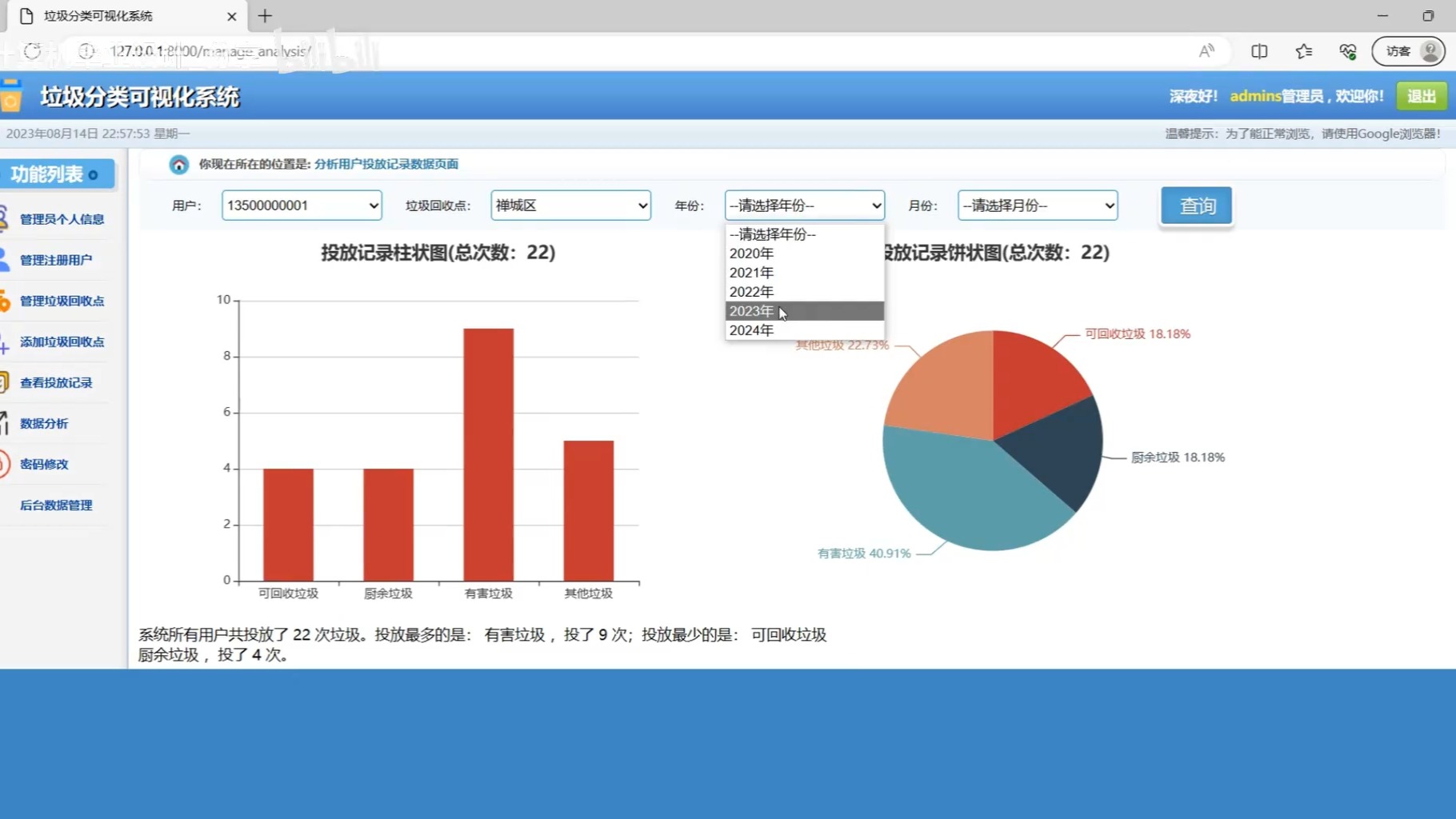 python垃圾分类管理可视化系统 垃圾回收 django框架 毕业设计