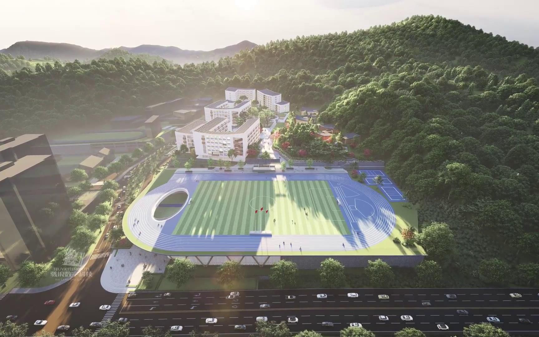 淳安县第三中学建设设计方案一(三维动画)-学校建筑方案设计