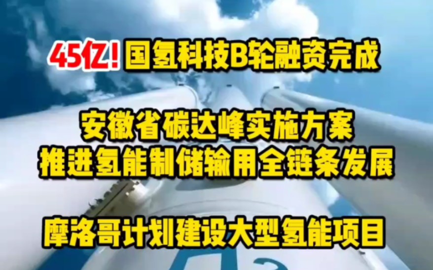12月8日氢能要闻:45亿!国氢科技B轮融资完成;安徽省碳达峰实施方案...