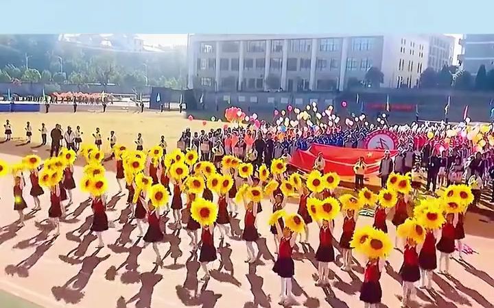 小学幼儿园运动会艺术节手拿向日葵舞蹈《接班人》开幕式入场式方阵...