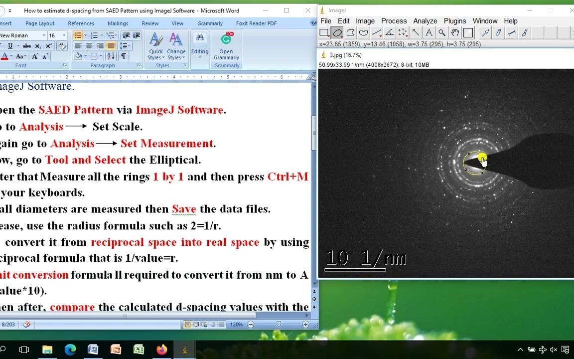 用ImageJ测量TEM-SAED的晶面间距