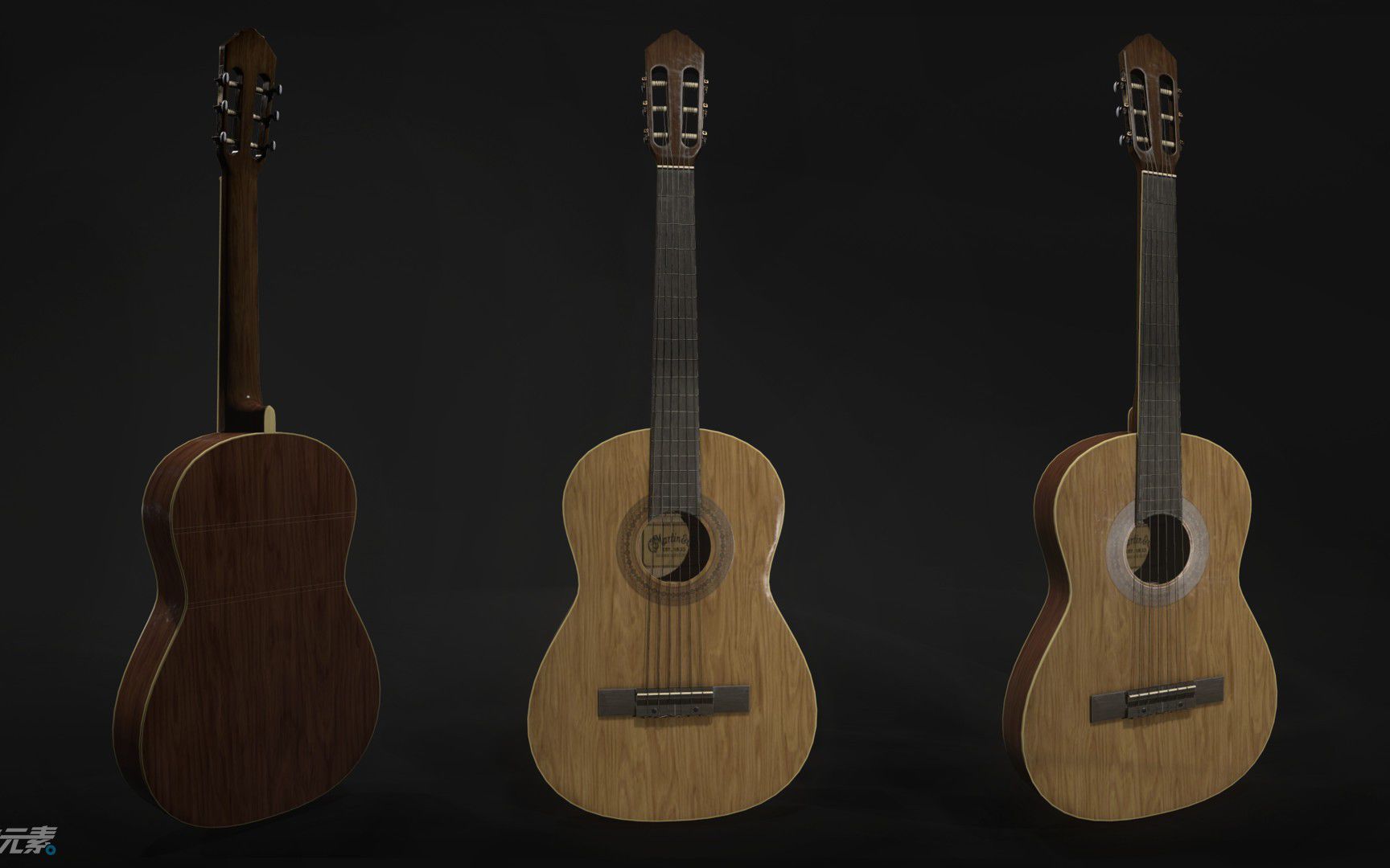 【3dmax建模】简单木吉他模型制作,贴图+材质+渲染全流程教学