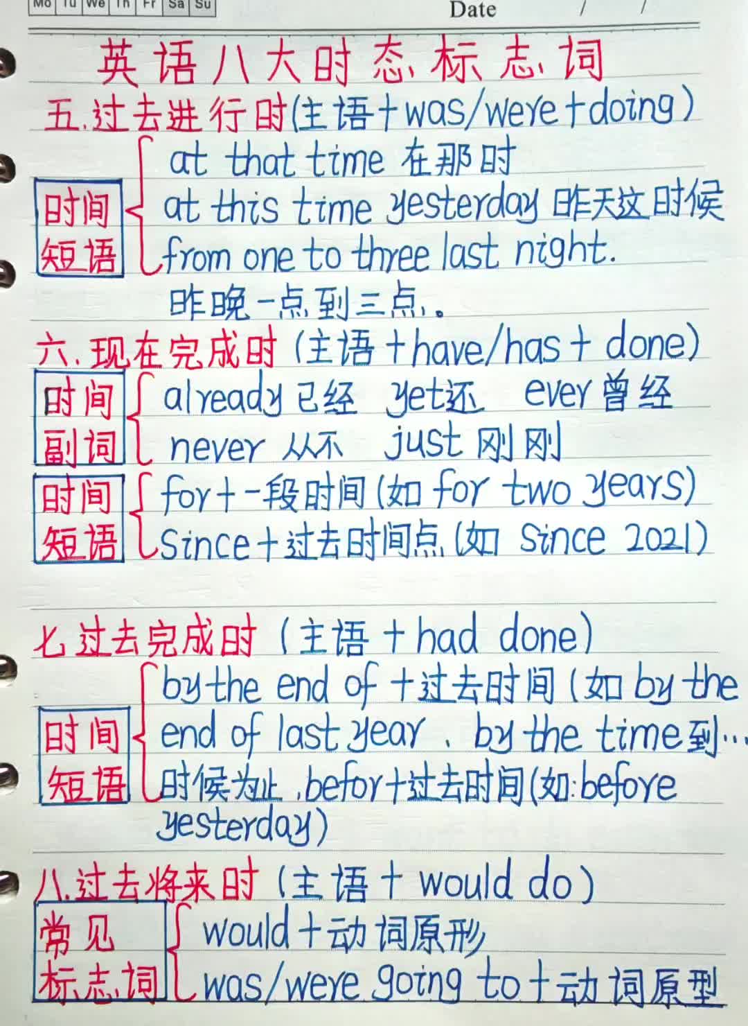 ...英语八大时态标志性词 过去进行时 现在完成时 过去完成时 过去将来时