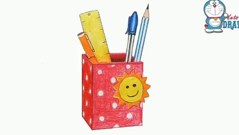 可爱的文具收纳盒简笔画,家中有孩子学绘画的宝妈们一定要给孩子...