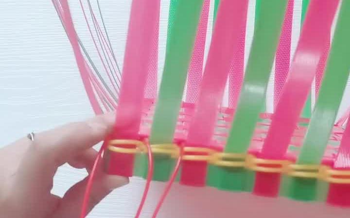 长方形篮子编织教程,篮身编织压二挑一编法