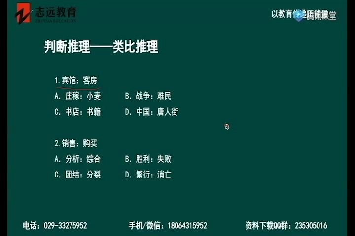2020公务员事业单位判断推理--类比推理习题精讲