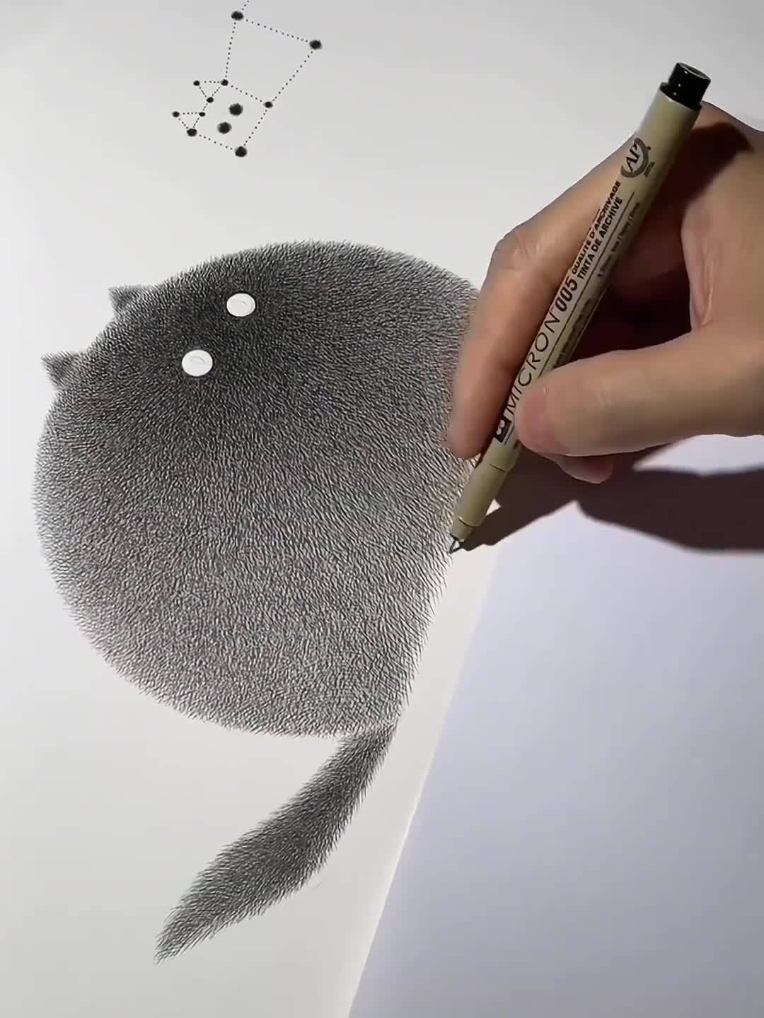 官方提示艾特你有手的朋友给你画幅针管笔猫猫