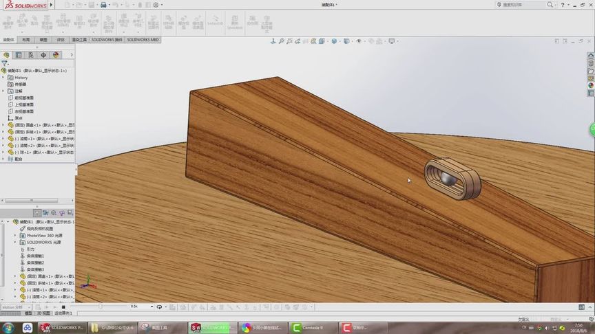 SolidWorks运动仿真:沿着斜坡一路滚下去的木头(视频装配过程)