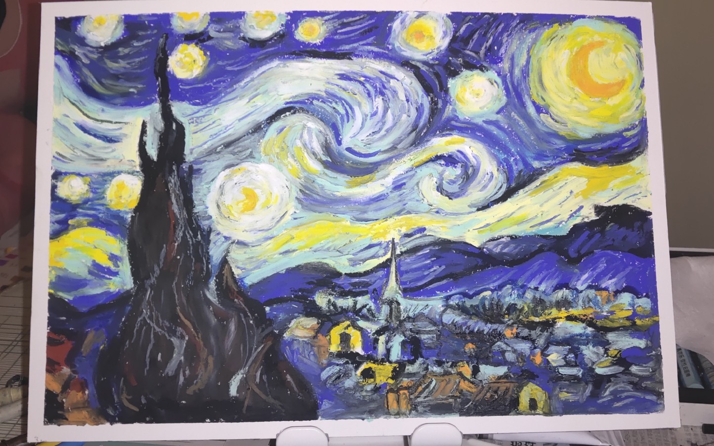【油画棒教程】梵高的星月夜part1