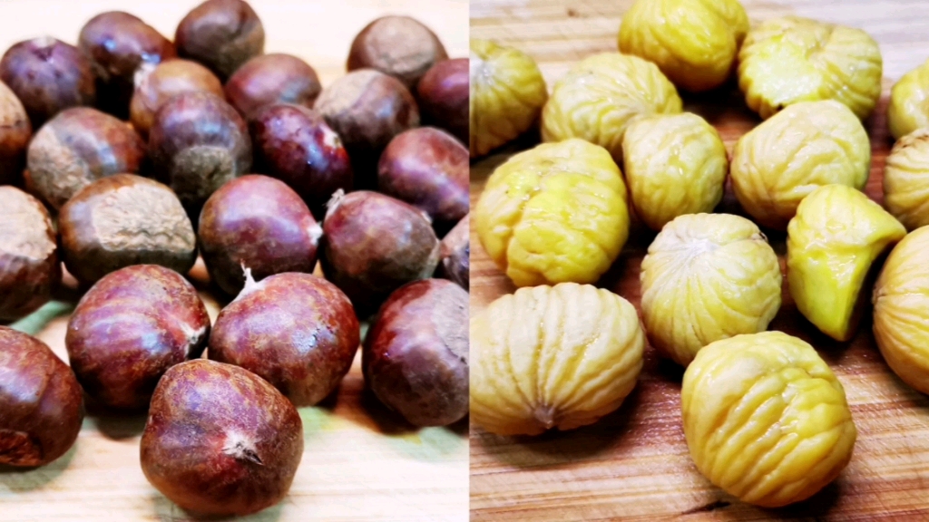 板栗去壳原来这么简单,教你1招,不用工具也能3秒1个,又快又干净