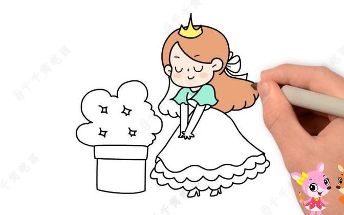 公主系列简笔画,萌萌的小公主,简单漂亮,在家就能陪宝贝画!