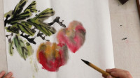 毛笔画初学者教程,水墨寿桃简单画法,中国传统文化艺术