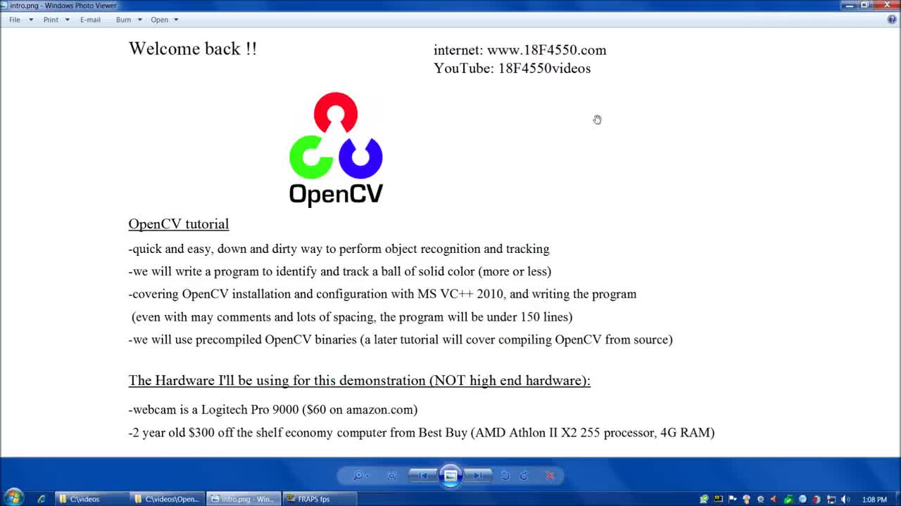 OpenCV教程1 - 配置MS VC ++ 2010,第一个对象识别和跟踪程序(英文...