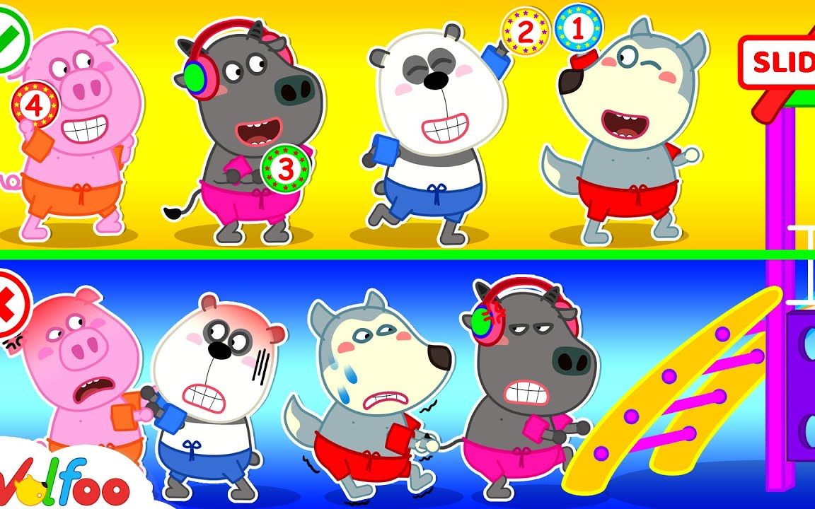 沃尔夫动画:沃尔夫请耐心地等待轮到你,做个诚信有礼貌的孩子!