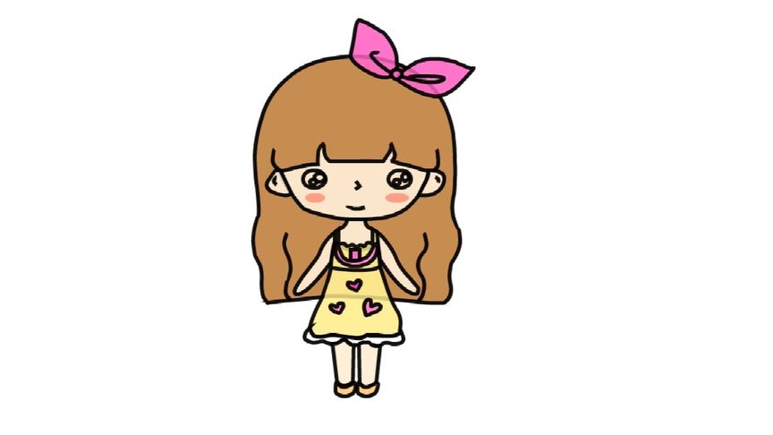 呆萌可爱的小女孩子简笔画视频教程儿童学画画卡通人物绘画美术课