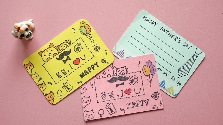自制父亲节的手工贺卡,带一个撕撕乐的小机关,步骤很简单!