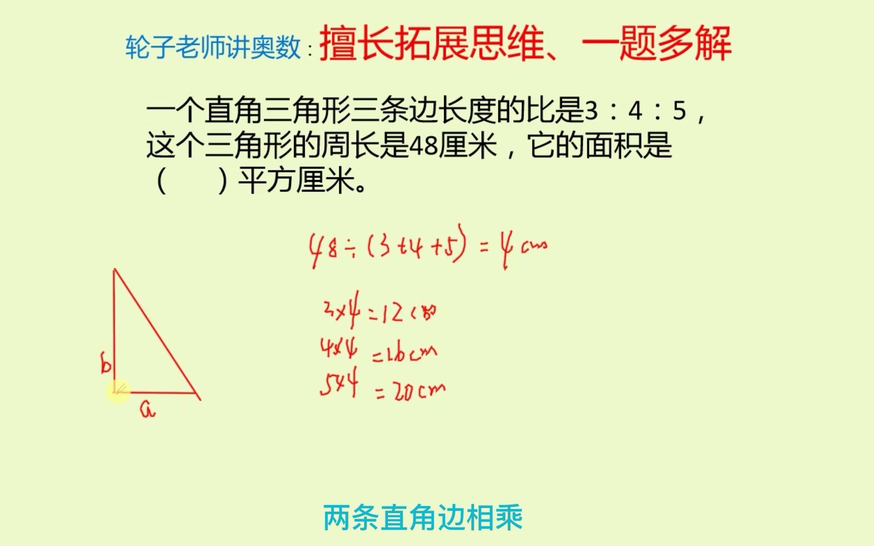 知道直角三角形的周长,怎样计算三角形的面积呢?