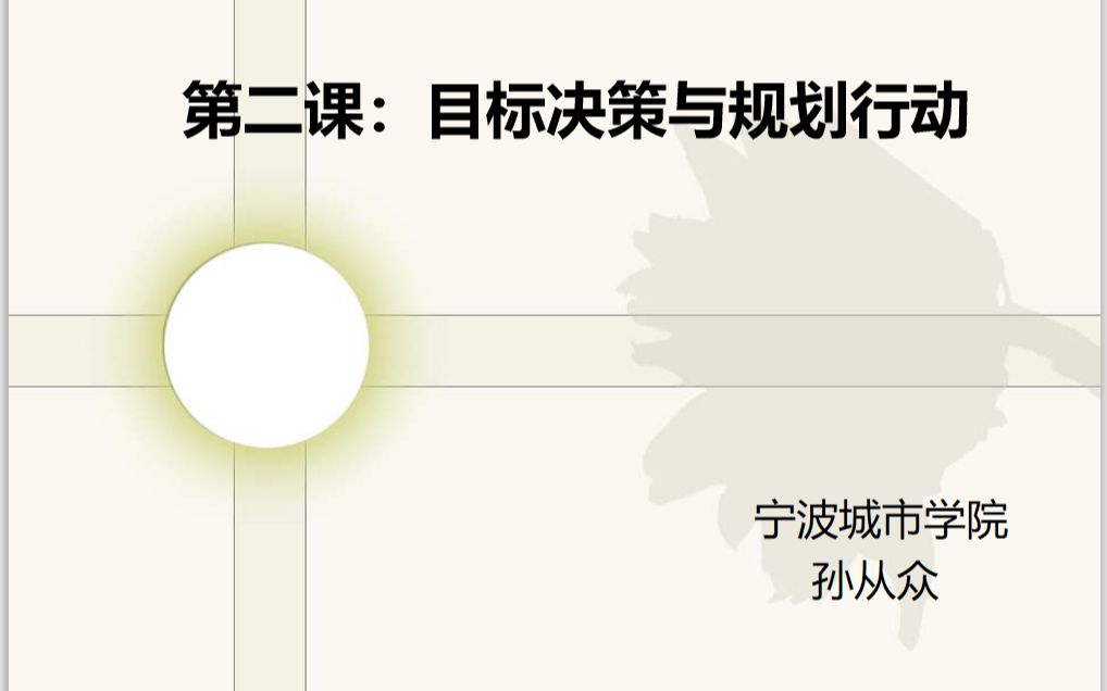 宁波城市学院孙从众老师《职业素养课》直播:目标决策与规划行动
