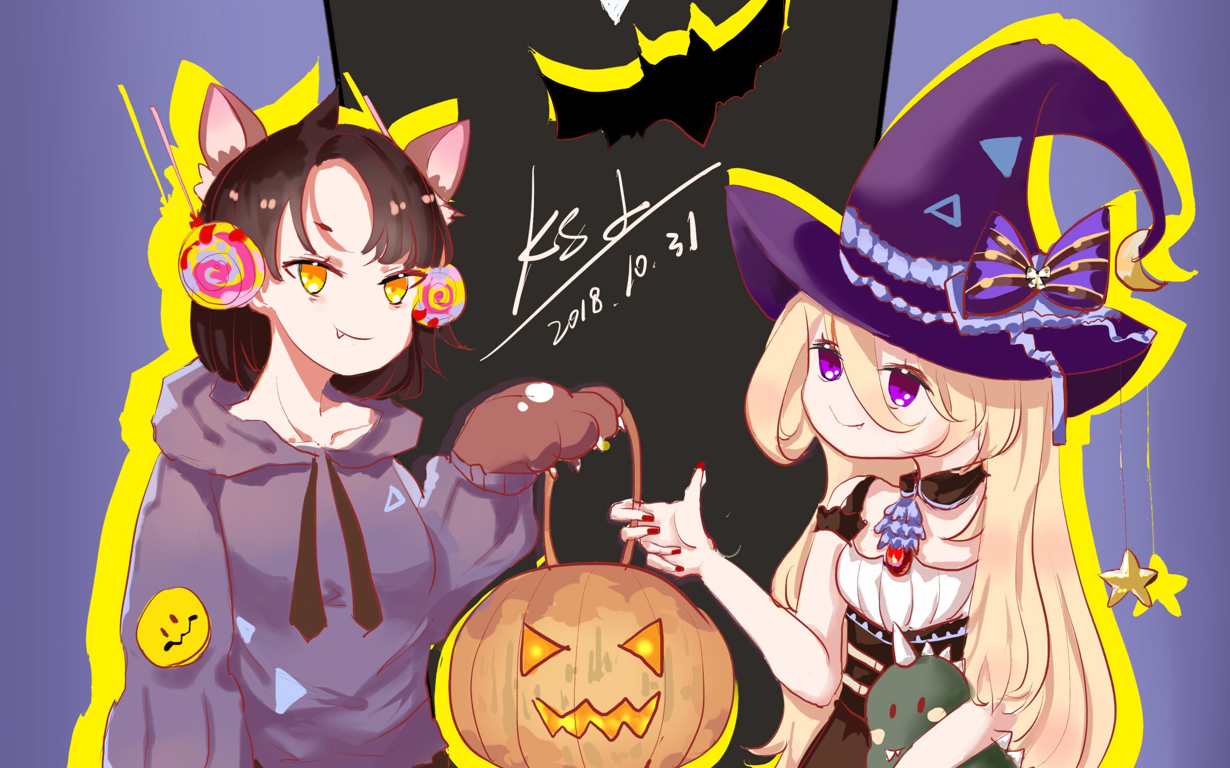 【板绘过程】简单画个Q版万圣节贺图happy halloween!