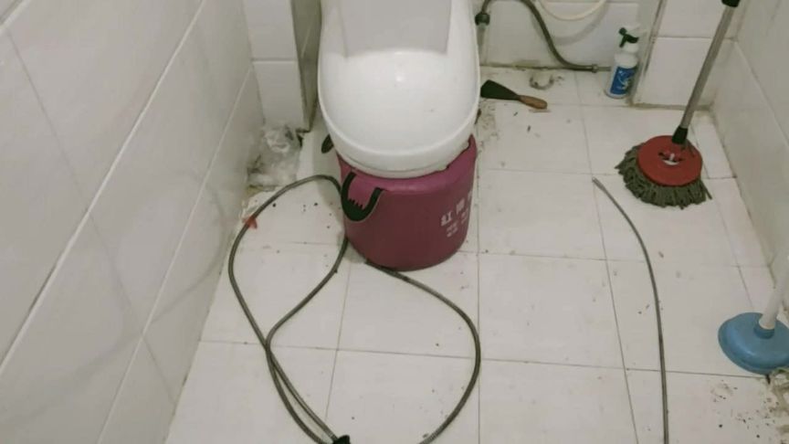 马桶被鞋刷子堵住,看我怎么解决~
