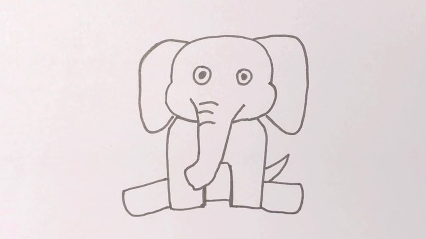 教你画大象简笔画,简单一看就会,儿童美术绘画教程