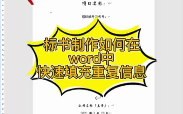 标书制作如何在word中快速填充重复信息