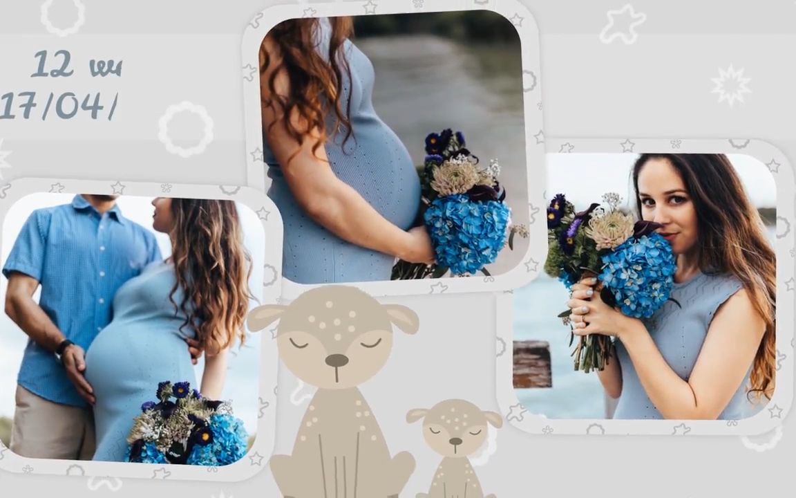 PR模板 可爱卡通氛围婴儿从怀孕到出生记忆电子相册premiere模板