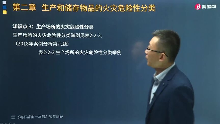 帮考网注册消防工程师一本通同步视频:生产场所的火灾危险性分类