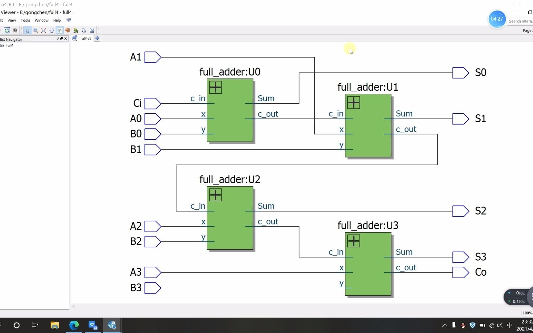 四位全加器VHDL