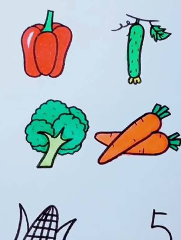 幼儿园简笔画~蔬菜#一学就会的简笔画 #亲子简笔画 #跟着学画画 #.