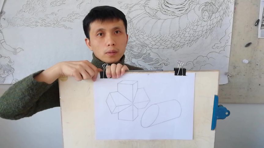 最详细的素描教程,告诉你起型的正确方法,几何体组合的结构素描