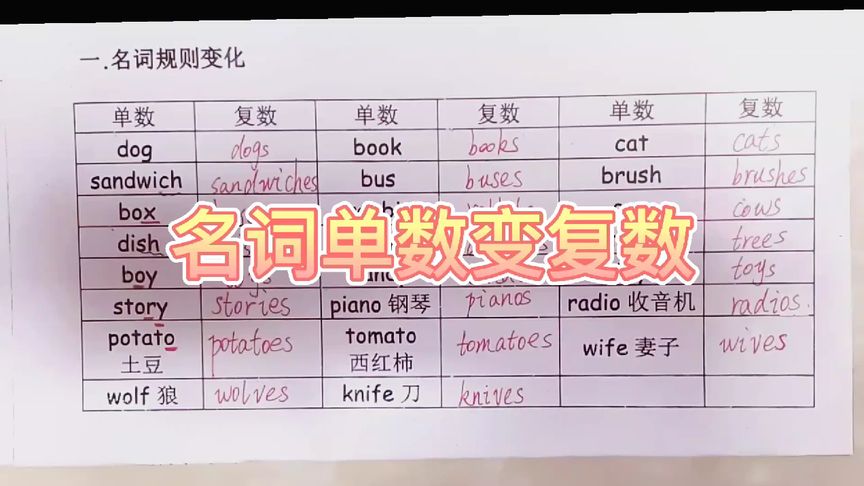 名词单数变复数规则变化