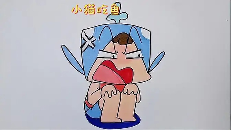 把自己进化成了一个废物,真不愧叫"沙币",简笔画