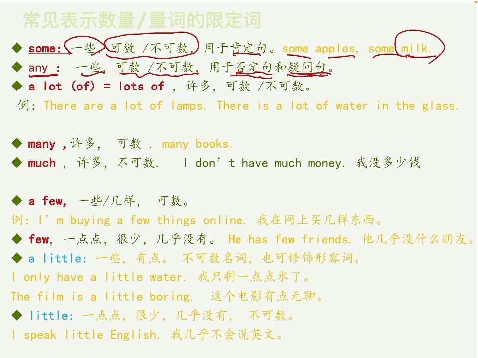 some any little few many much 怎么用