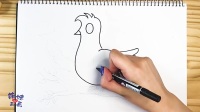 亲子儿童简笔画用数字20画小鸟,快来试试吧!