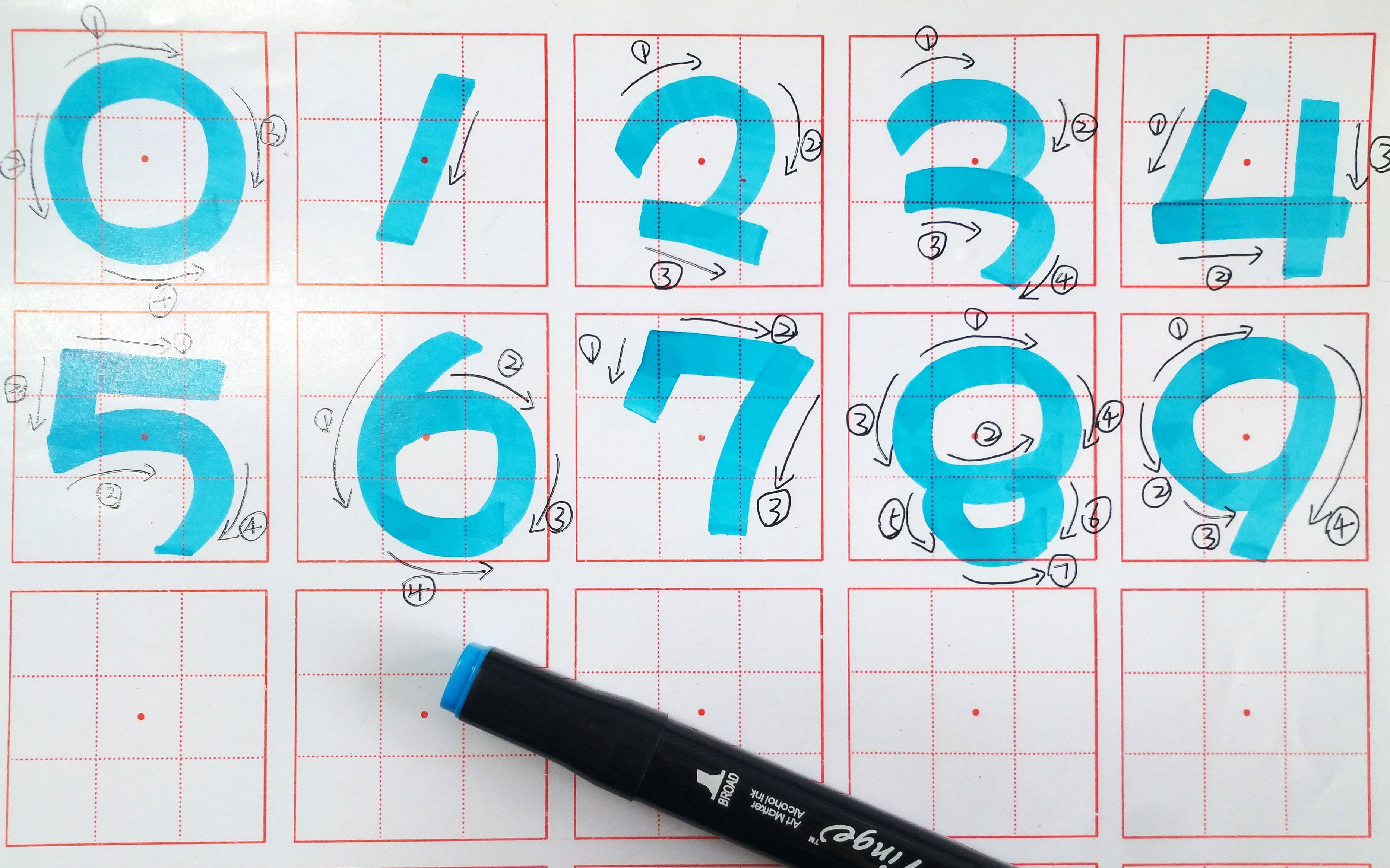 马克笔手绘POP练习——数字