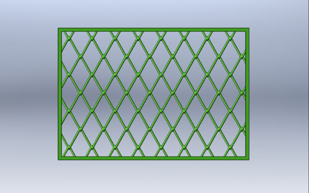 SolidWorks 投影曲线和扫描完成菱形钢丝网的绘制 填充阵列